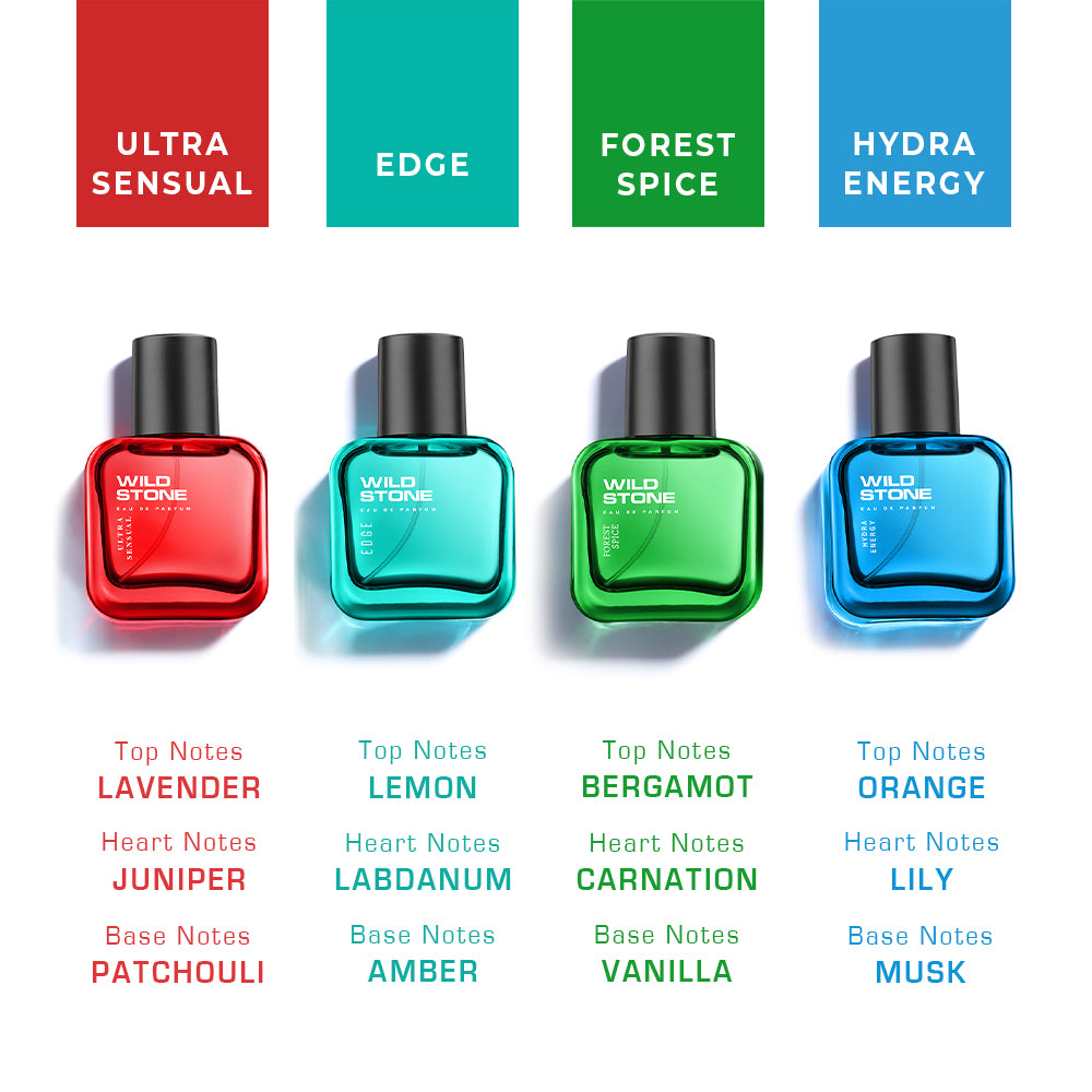 Wild Stone Edge, Forest Spice, Hydra Energy and Ultra Sensual Perfume