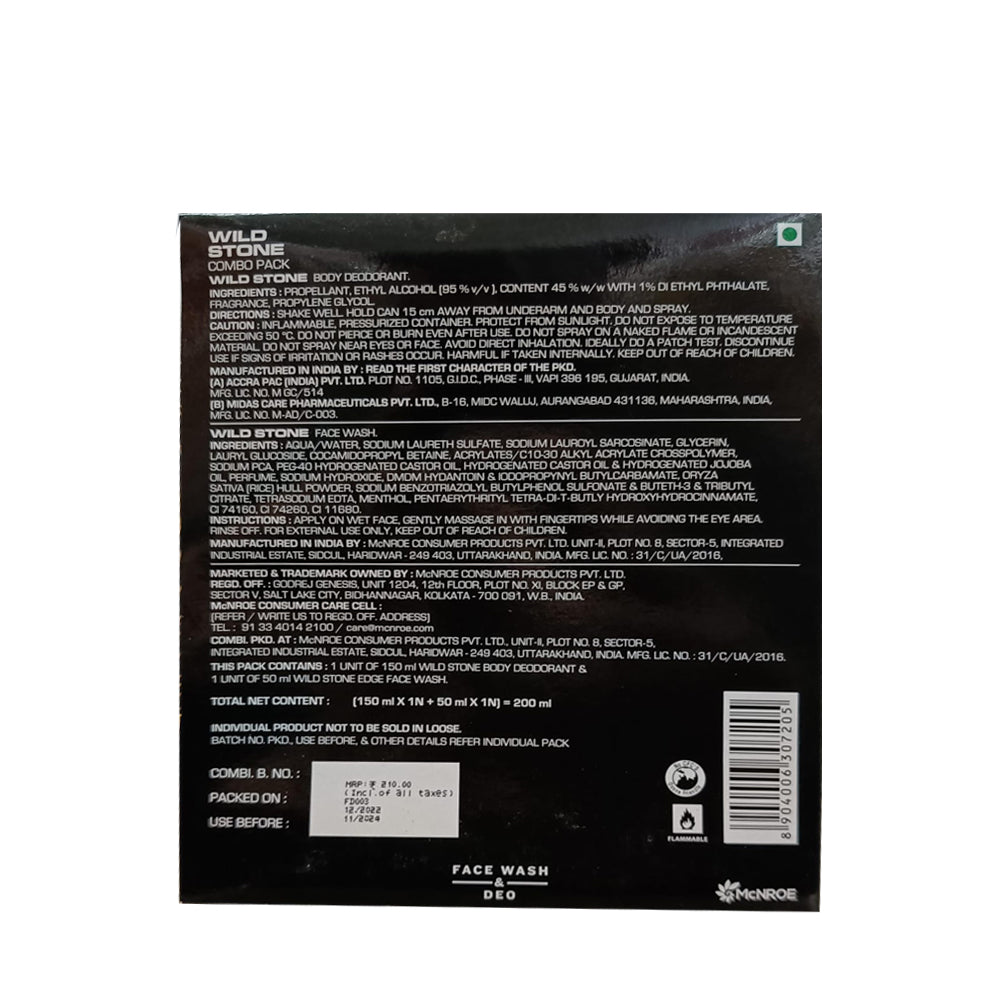Wild Stone legend Deodorant 150ml and Edge Face Wash 50ml combo Pack