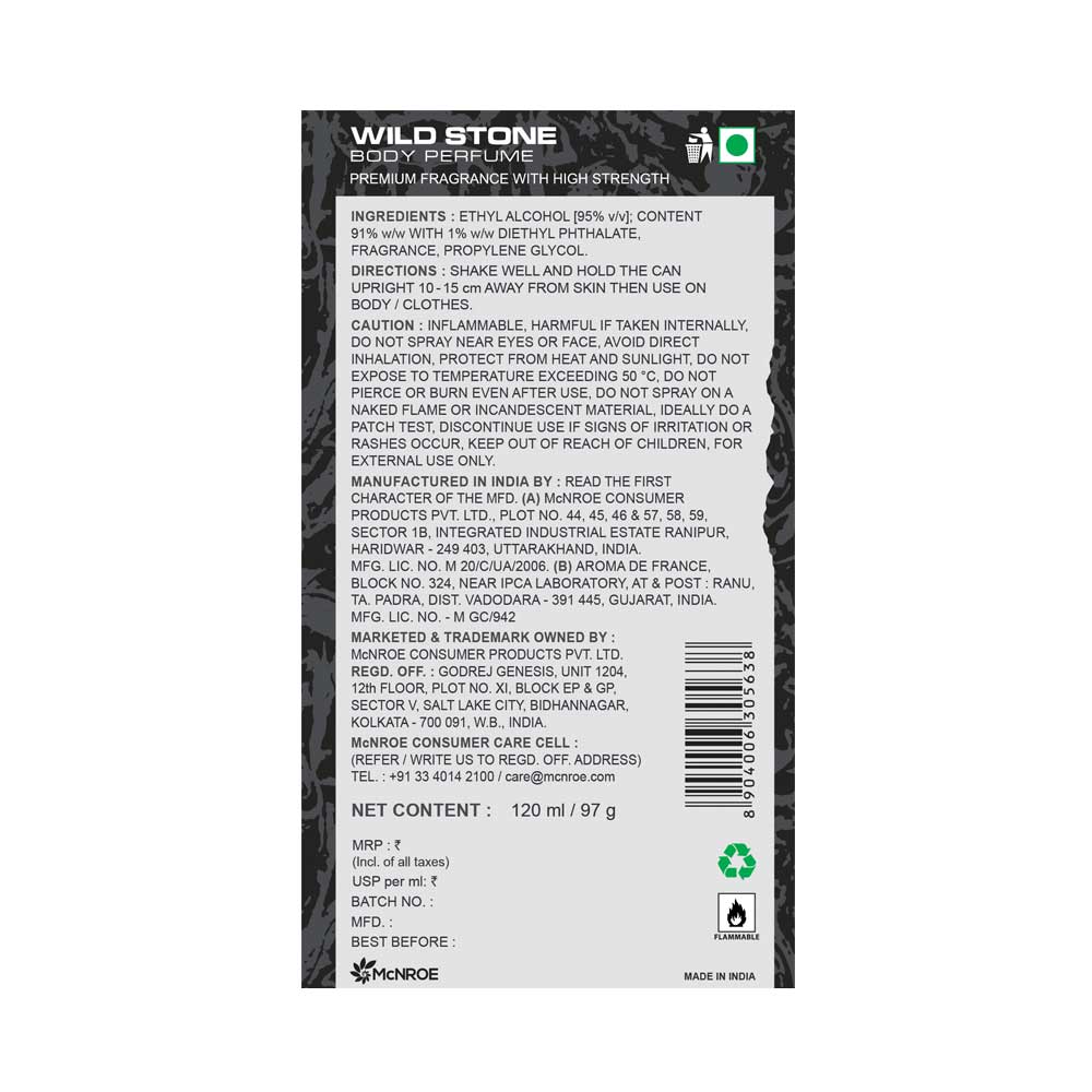 Stone Body Perfume for Men 120ml | Wild Stone