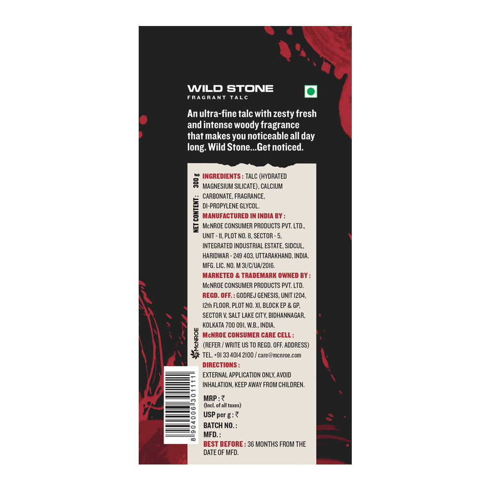 Ultra Sensual Frarance Talc for Men 300gms | Wild Stone