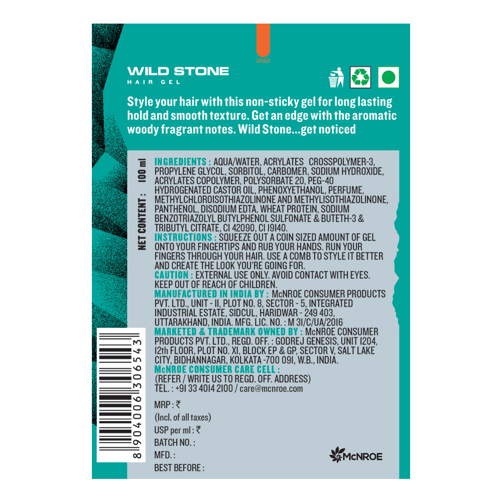 Wild Stone Edge Hair Gel For Men, 100 ml