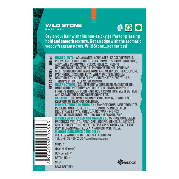 Wild Stone Edge Hair Gel For Men, 100 ml